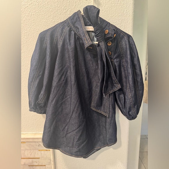 Zimmermann | Tops | Zimmermann Dark Denim Top With Button Accents ...
